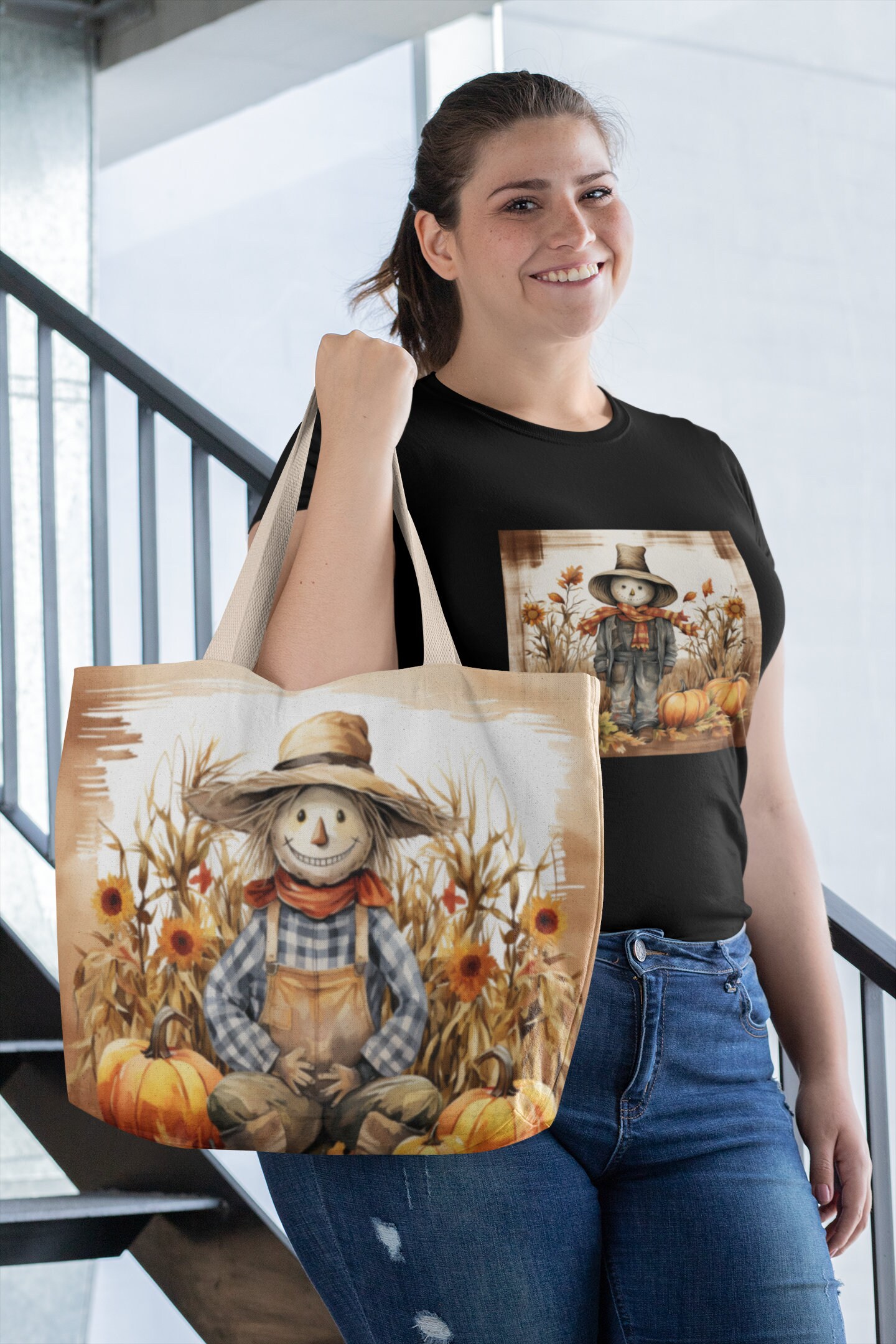 Autumn Harvest Scarecrow, PNG, Digital Download Whimsical Fall Clipart ...