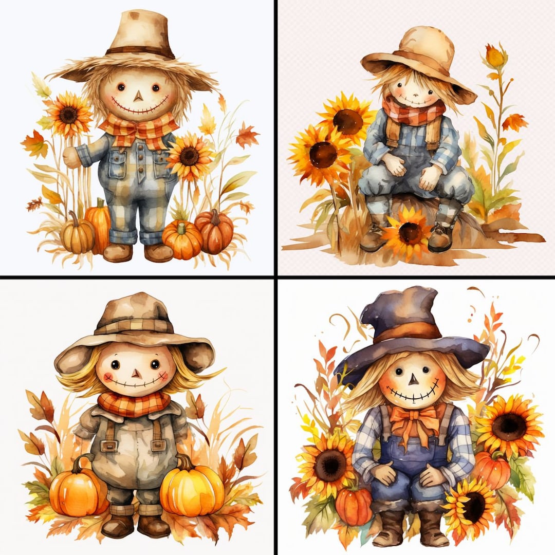 Pumpkin Patch Scarecrow Digital Art High Quality PNG, Small Commercial ...