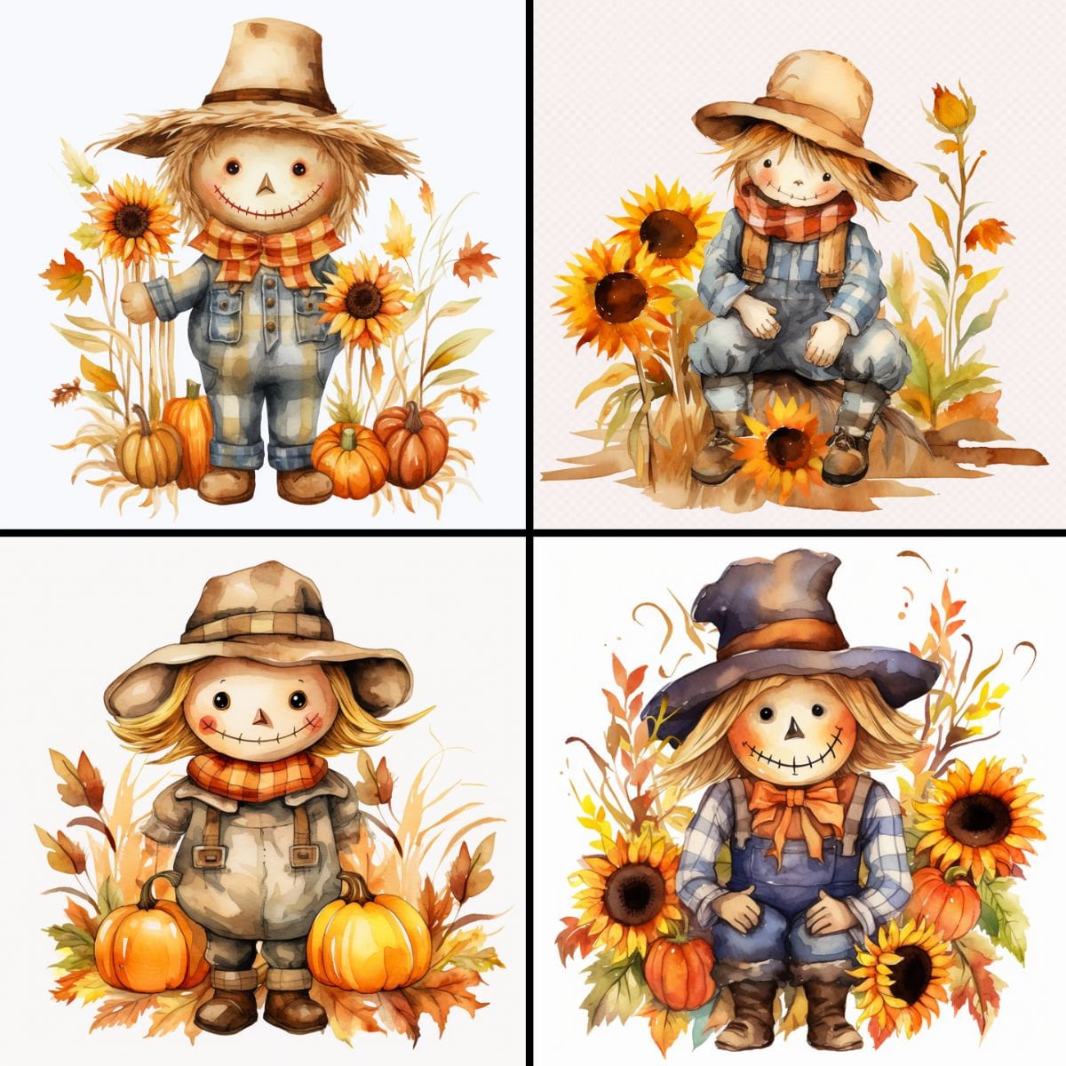 Pumpkin Patch Scarecrow Digital Art High Quality PNG, Small Commercial ...