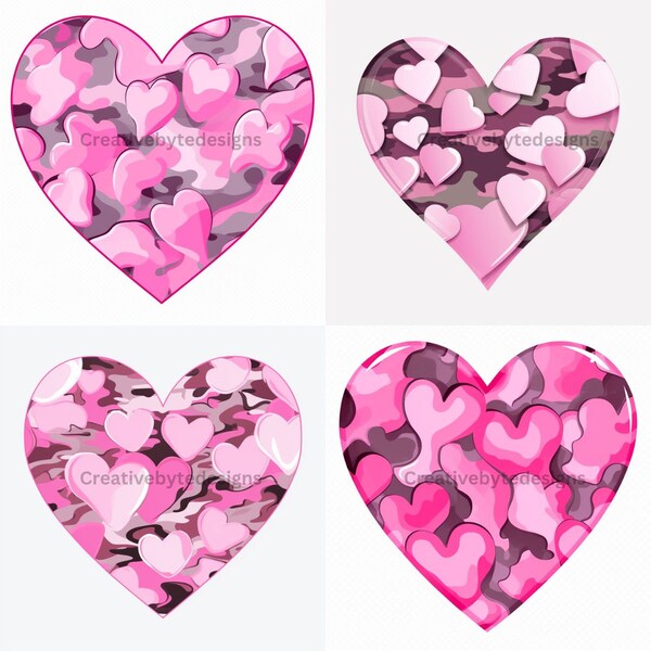 Pink Camo Heart - Etsy