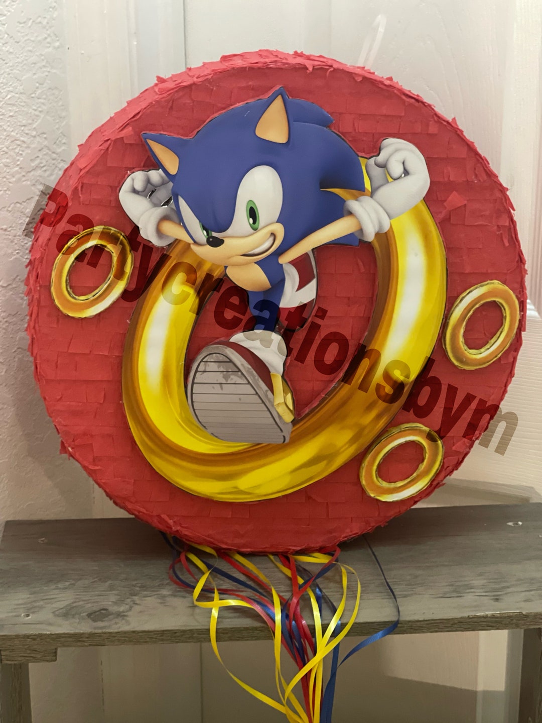 Sonic the Edgedog Round Red Party Birthday Pull String Pinata - Etsy