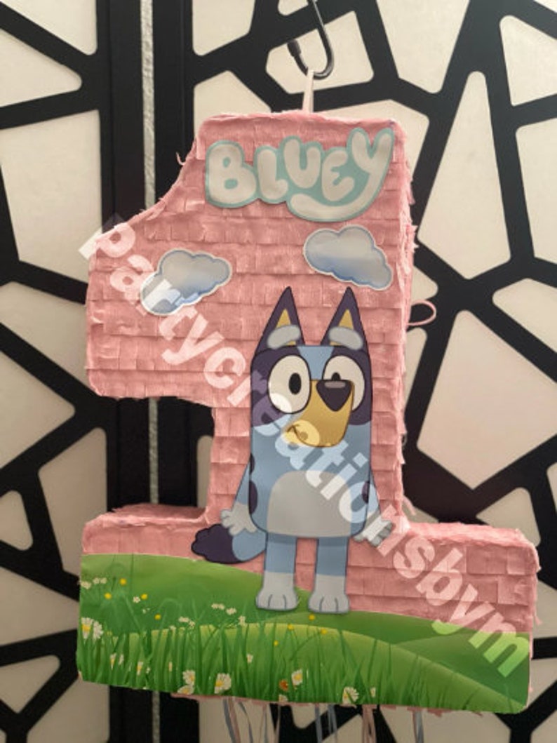 Number 1, First Birthday Bluey & Bingo Pink Pull String Pinata 18x4 - Etsy
