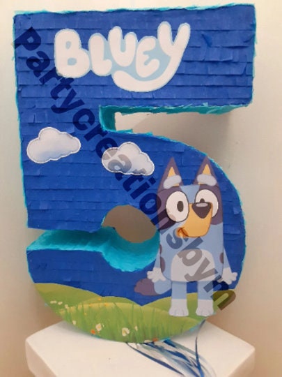 Number 5 Birthday Bluey Blue Pull String Pinata 18x4 - Etsy