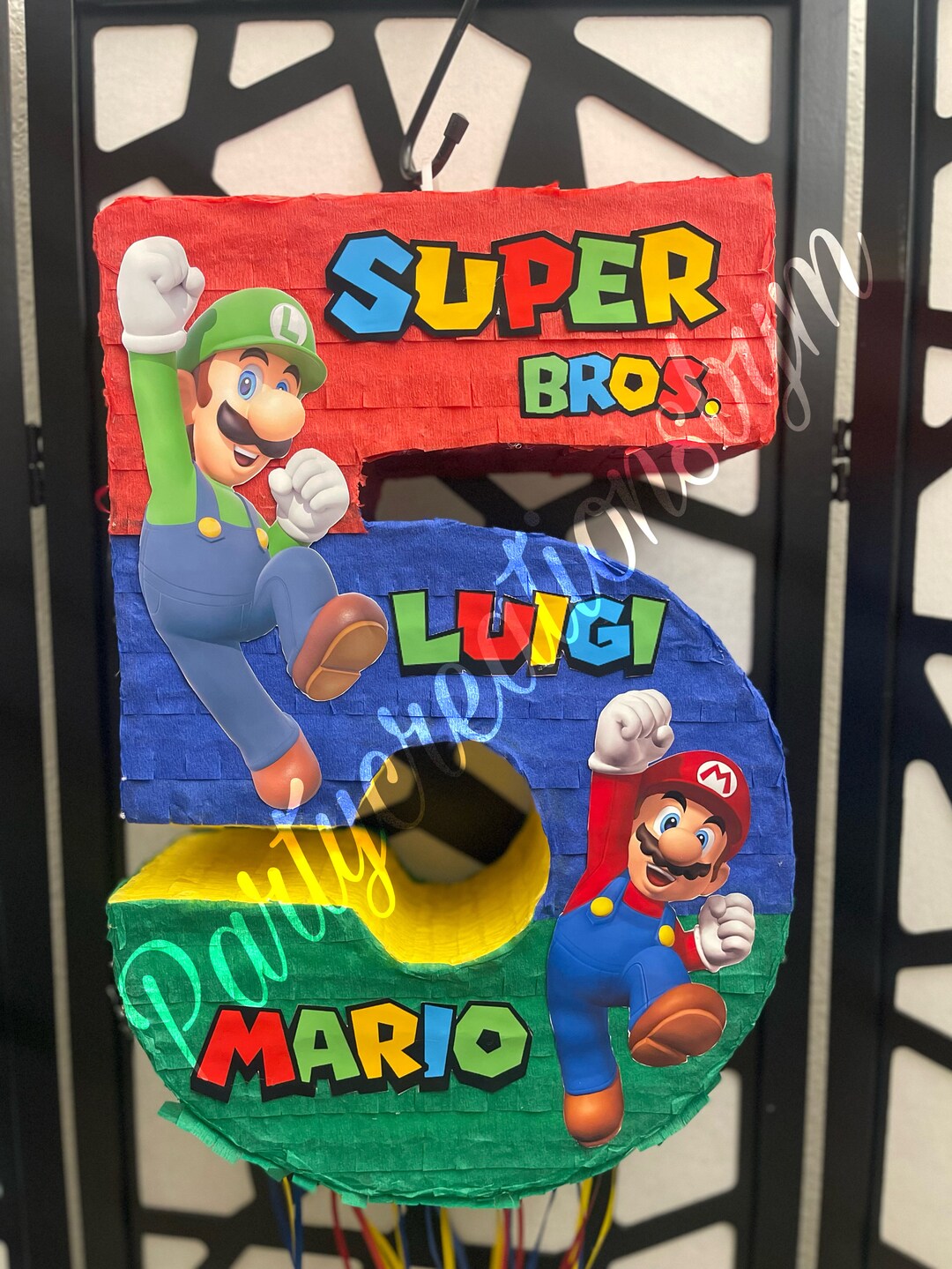 Number 5 Super Mario Luigy Bros Red Blue Green Birthday Pull String ...