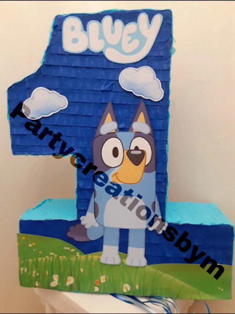 Number 1 Blue Birthday Bluey Blue Pull String Pinata 18x4 - Etsy
