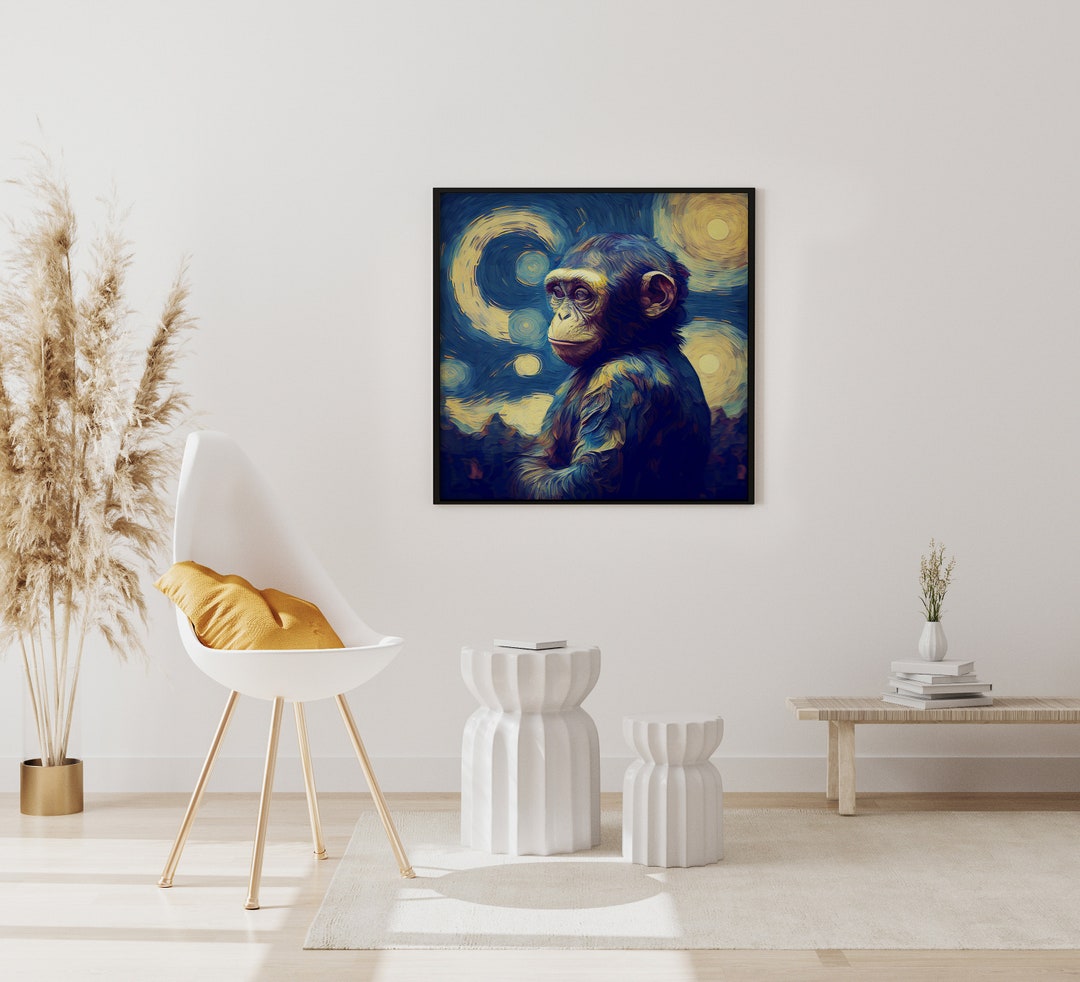 Chimpanzee Self Portrait. Van Gogh Style - Etsy