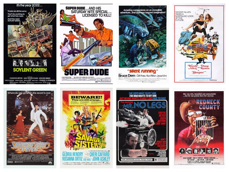 64 Vintage 70s Movie Posters Retro Classic Cinema Wall Art Bundle ...