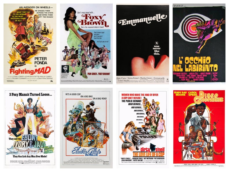64 Vintage 70s Movie Posters Retro Classic Cinema Wall Art Bundle ...