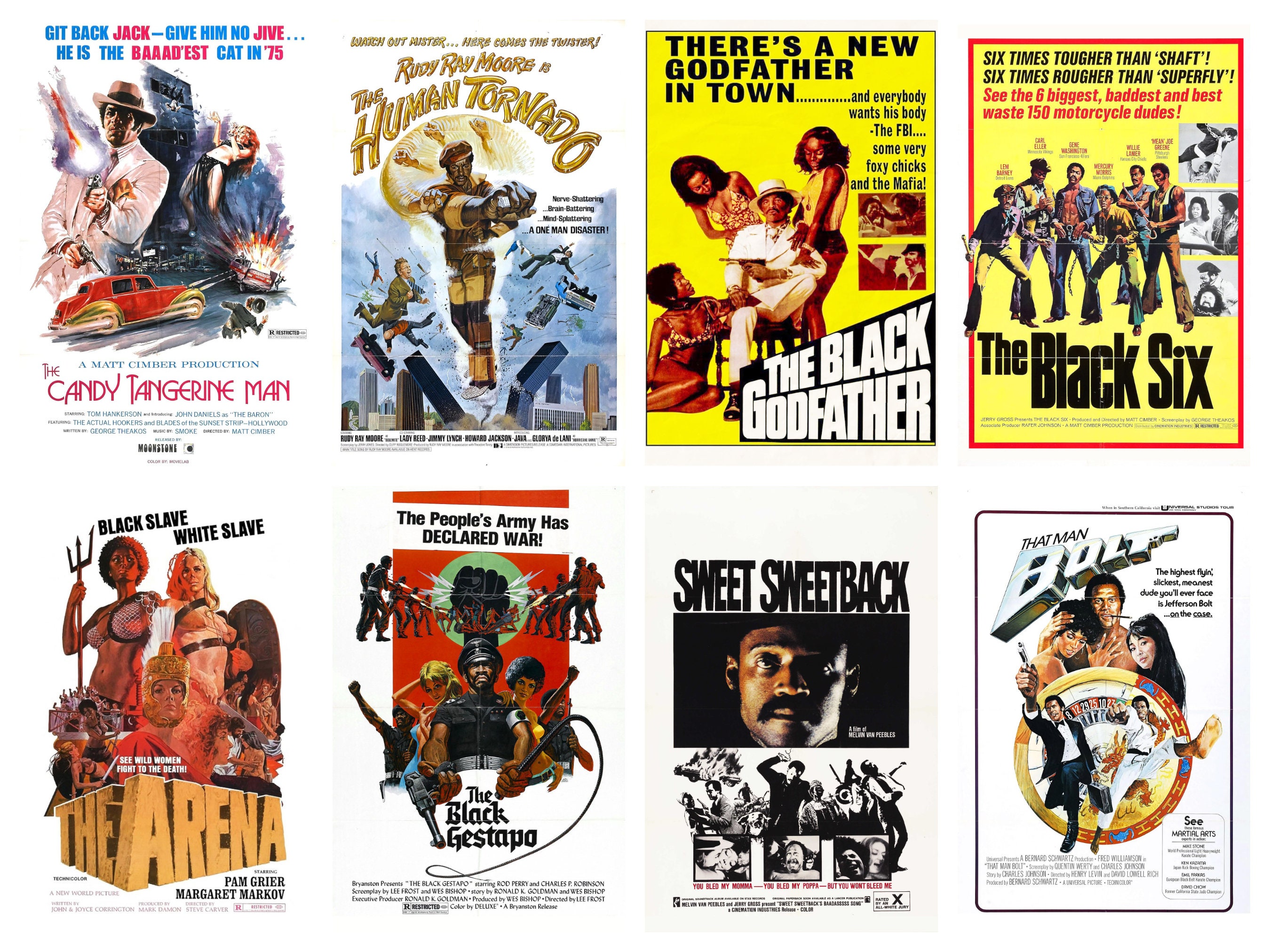 Blaxploitation Retro Cult Movie Posters Retro Classic Cinema Wall Art Bundle Collection ...