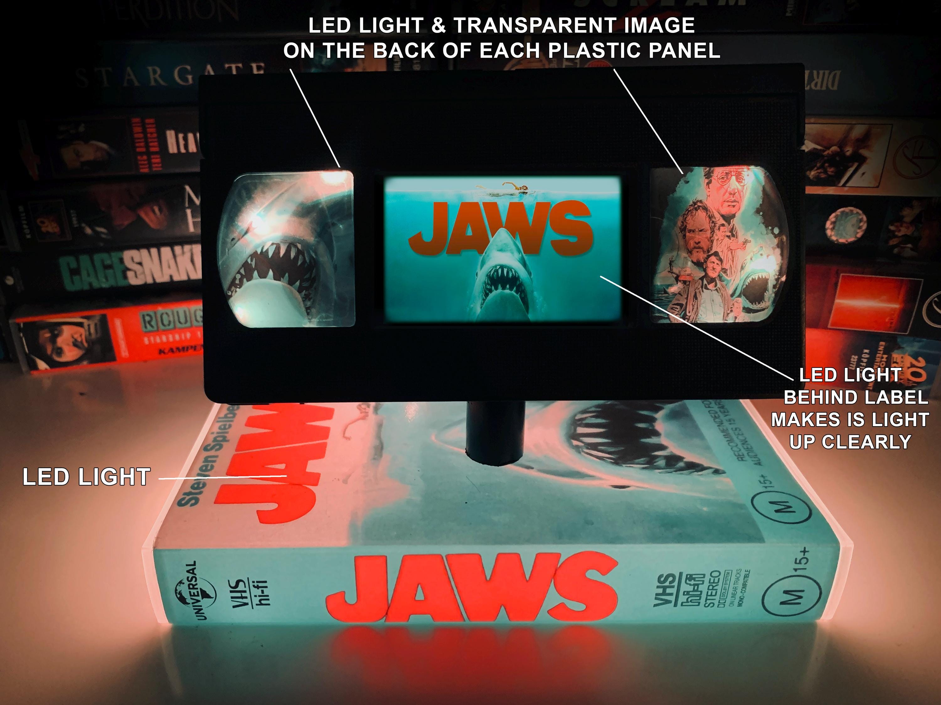 Jaws VHS Table Lamp, Handmade Retro Horror Movie Decor, 80s-90s ...