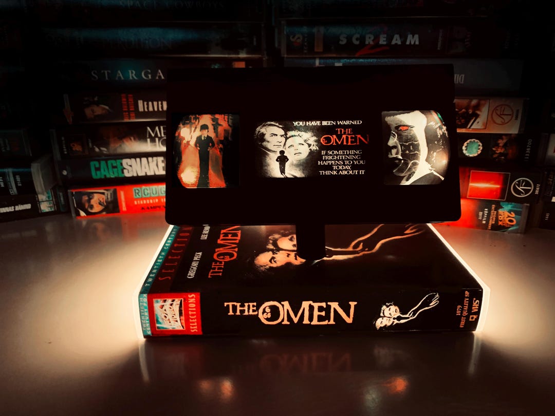 The Omen VHS Lamp:handmade Retro Movie Night Light - Etsy