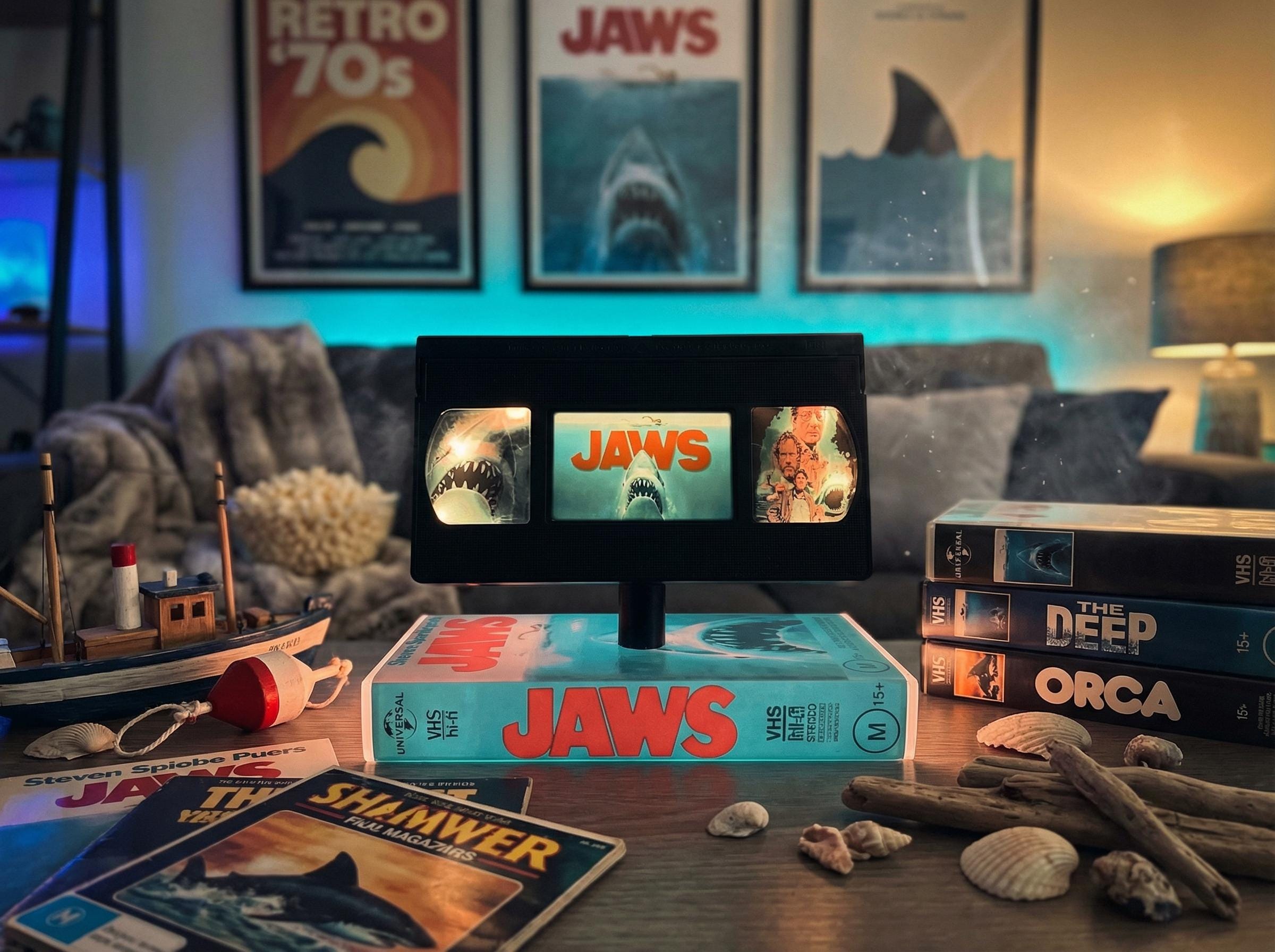 Jaws VHS Table Lamp, Handmade Retro Horror Movie Decor, 80s-90s ...