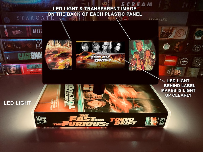 The Fast and the Furious VHS Table Lamp, Retro Movie Night Light, 80s ...
