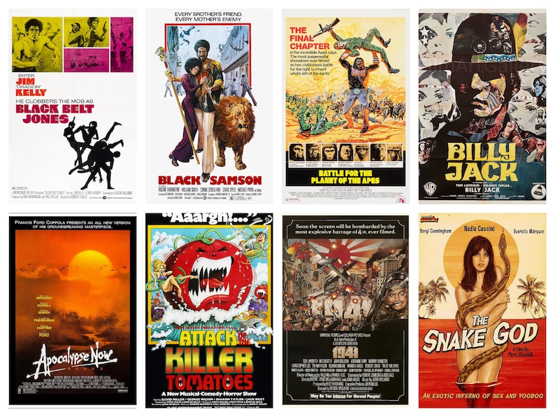 64 Vintage 70s Movie Posters Retro Classic Cinema Wall Art Bundle ...