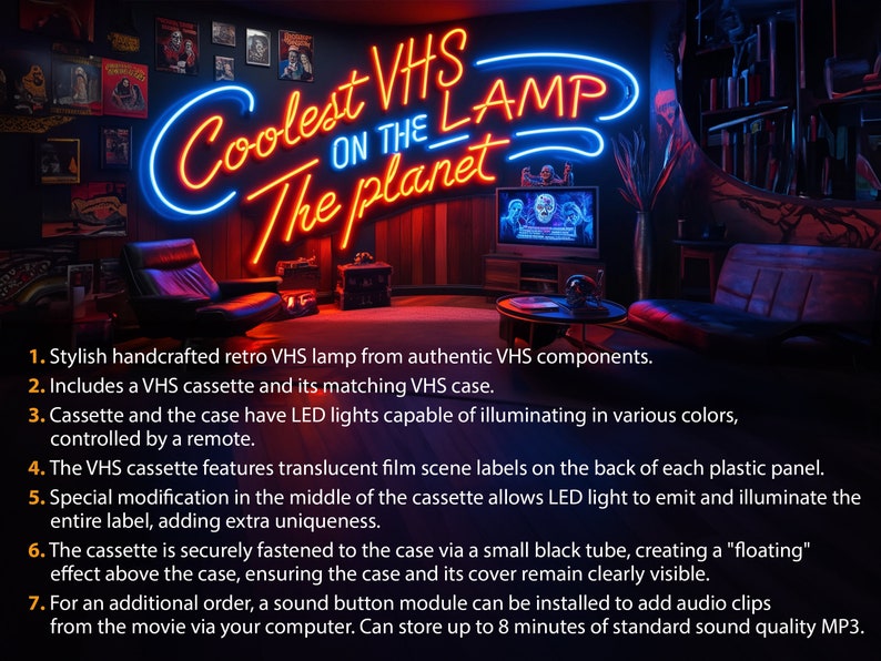 Scream VHS Lamp, Horror VHS Movie Lamp, Lamp Tapes 80s 90s, Retro VHS ...