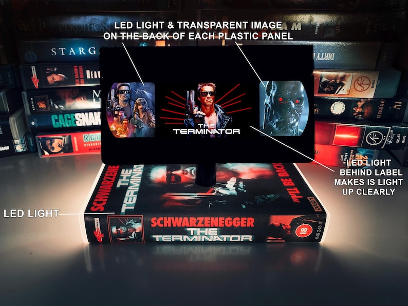 The Terminator VHS Lamp:retro Movie Night Light, 80s Decor - Etsy