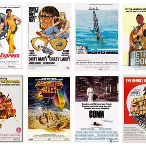 64 Vintage 70s Movie Posters Retro Classic Cinema Wall Art Bundle ...