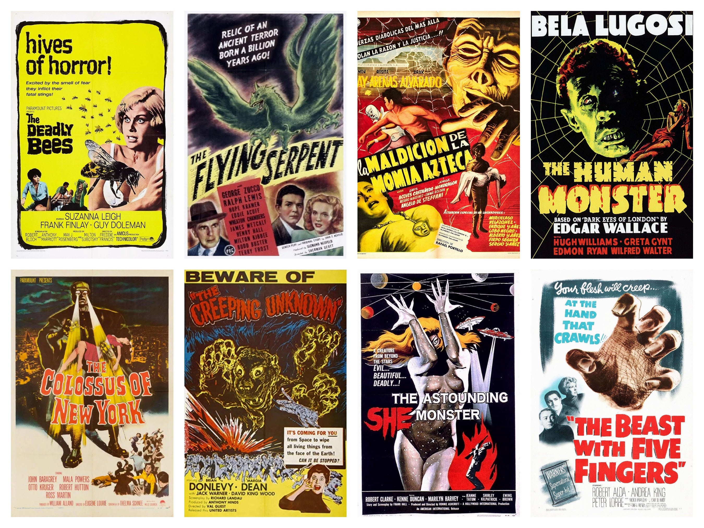 50 Vintage Horror Movie Posters VOL.2 Retro Classic Cinema Wall Art ...