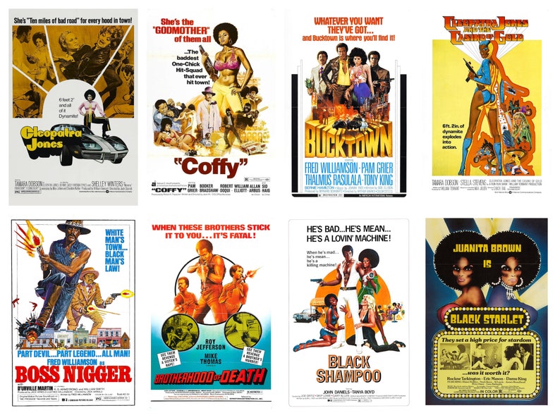 Blaxploitation Retro Cult Movie Posters Retro Classic Cinema Wall Art Bundle Collection ...