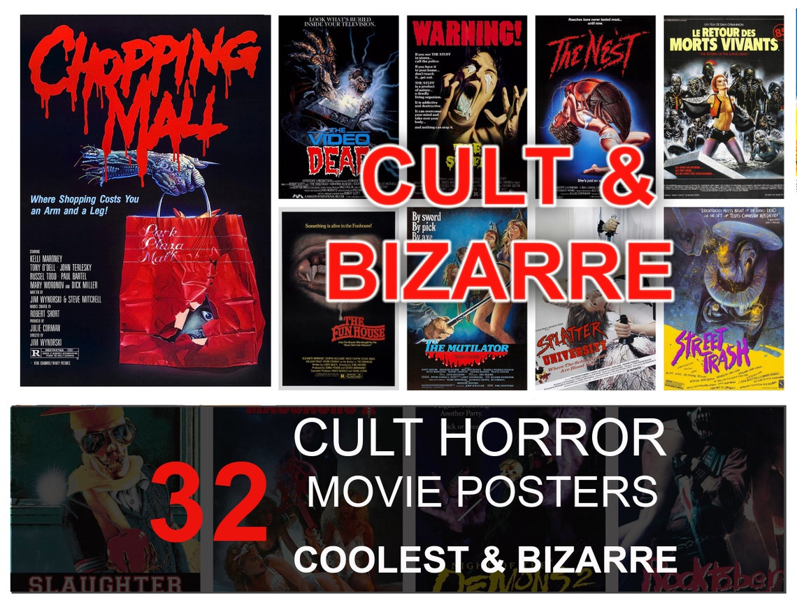 32 Cult Bizarre Horror Movie Posters Retro Classic Cinema Wall Art ...