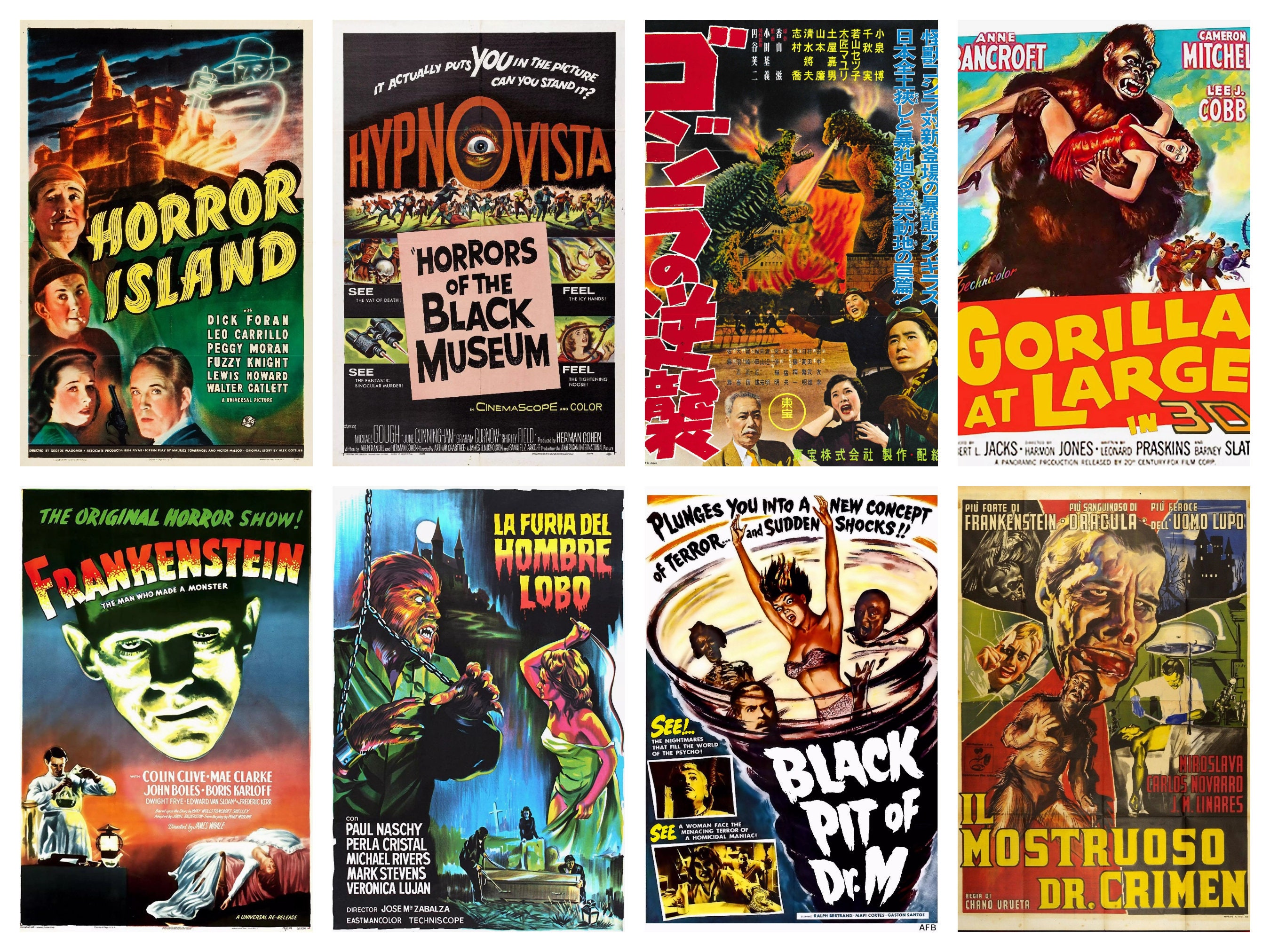 50 Vintage Horror Movie Posters VOL.2 Retro Classic Cinema Wall Art ...