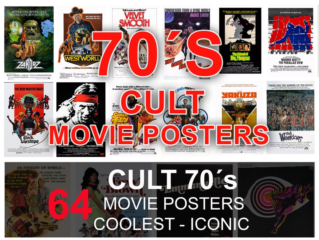 64 Vintage 70s Movie Posters Retro Classic Cinema Wall Art Bundle ...