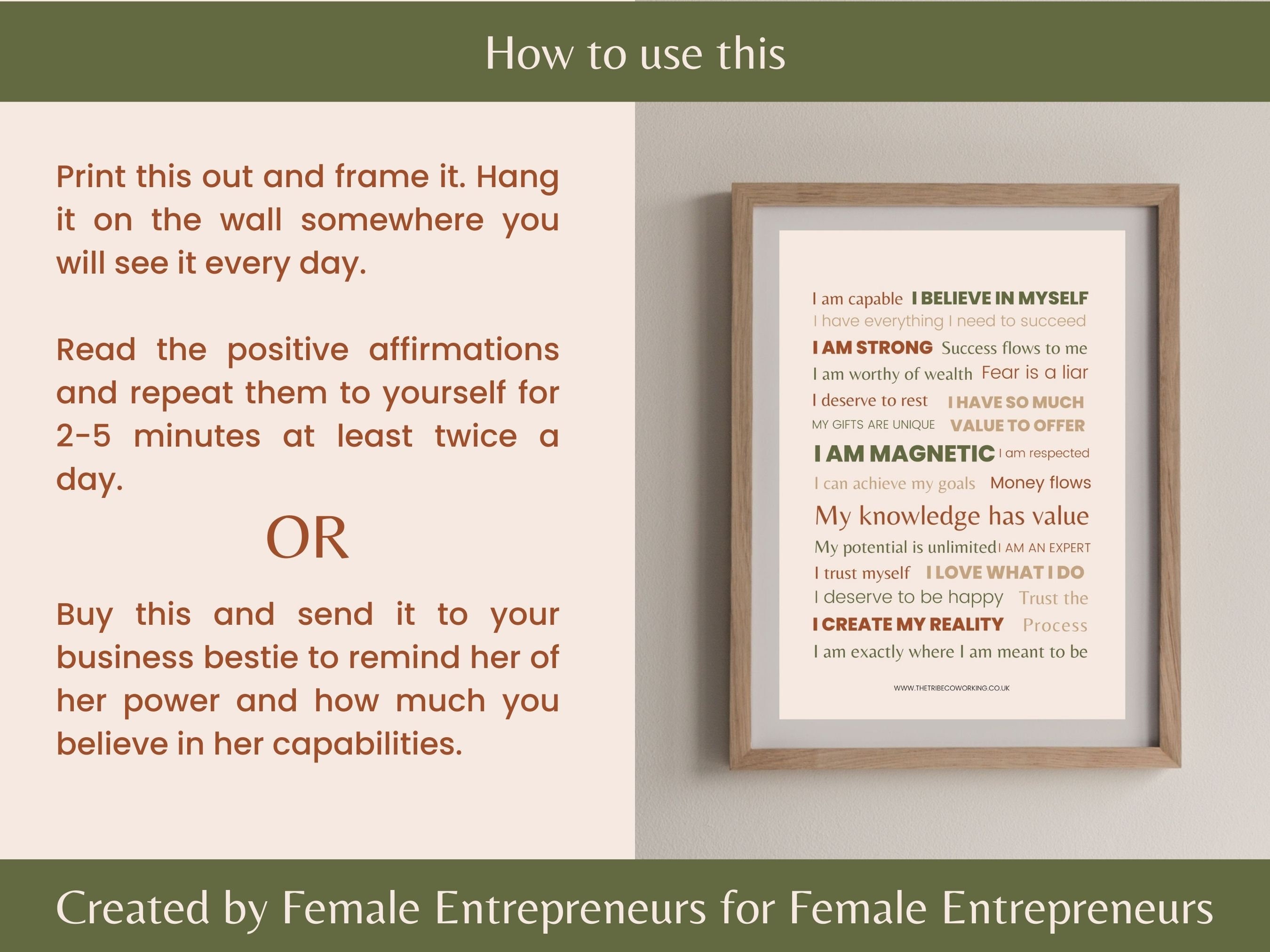Daily Affirmations Printable for Female Entrepreneurs, Positive ...