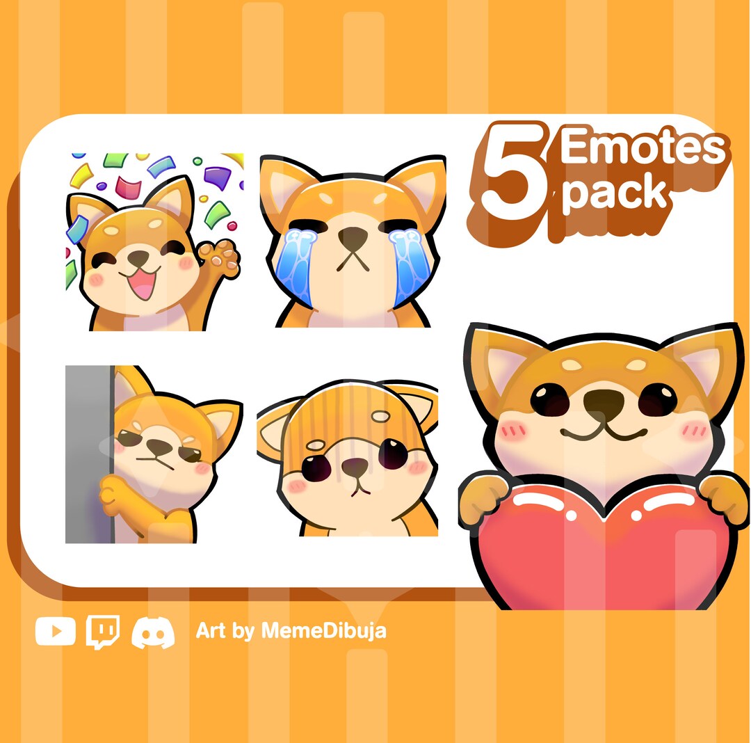 PUPPY EMOTES PACK (5) / Twitch / Discord / Youtube / Cute Puppy Emote ...