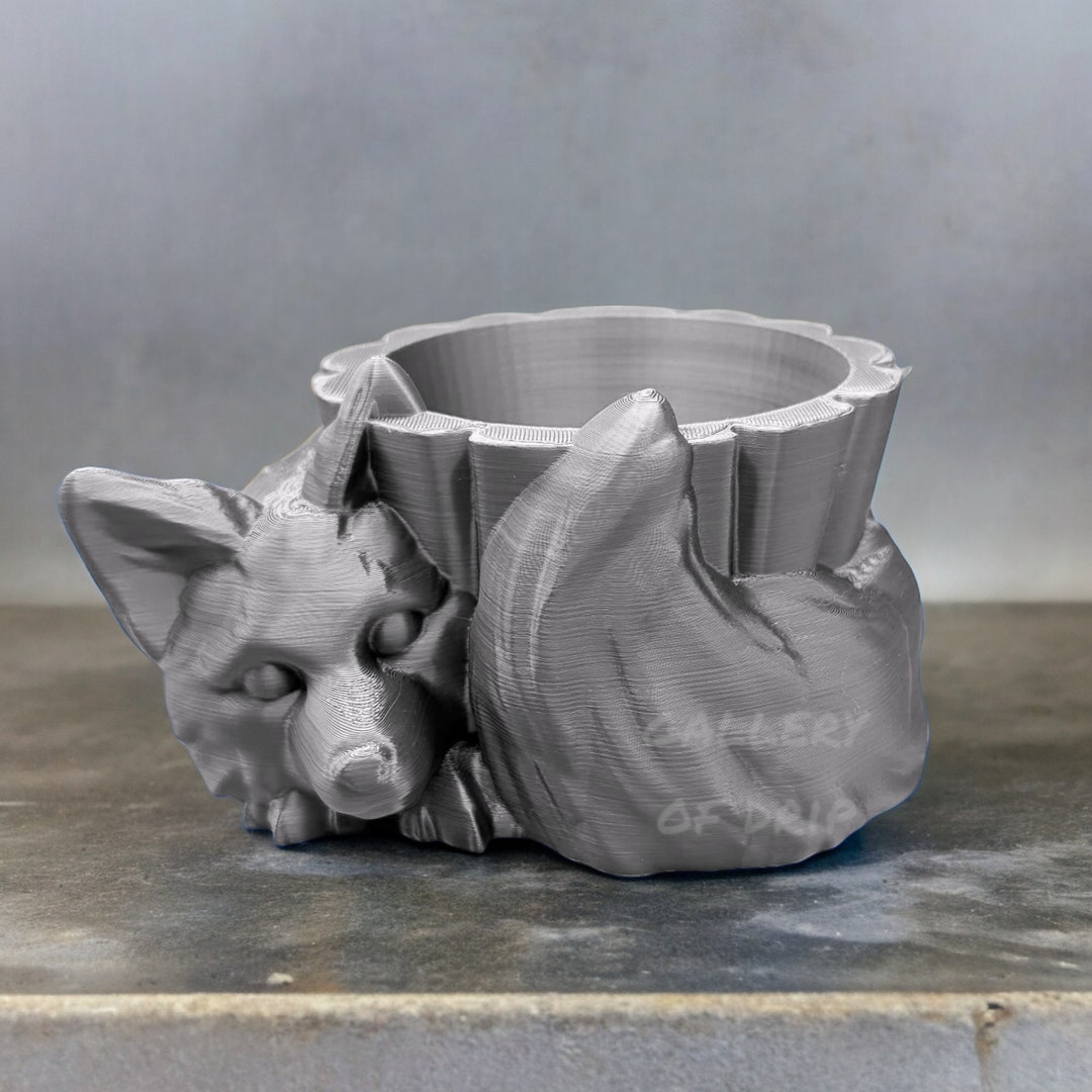 Sleeping Fox Planter Air Plant Vase Wolf Dog Flower Pot, Drainage Holes ...