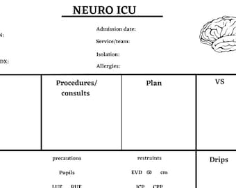 Printable Neuro Nurse Report Sheet - Etsy