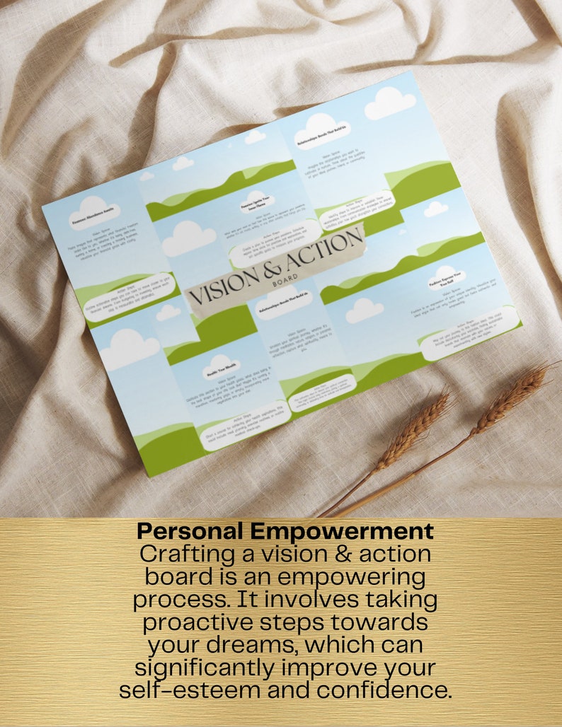 Vision Board With Action Steps Template, Instant Download, Printable or ...