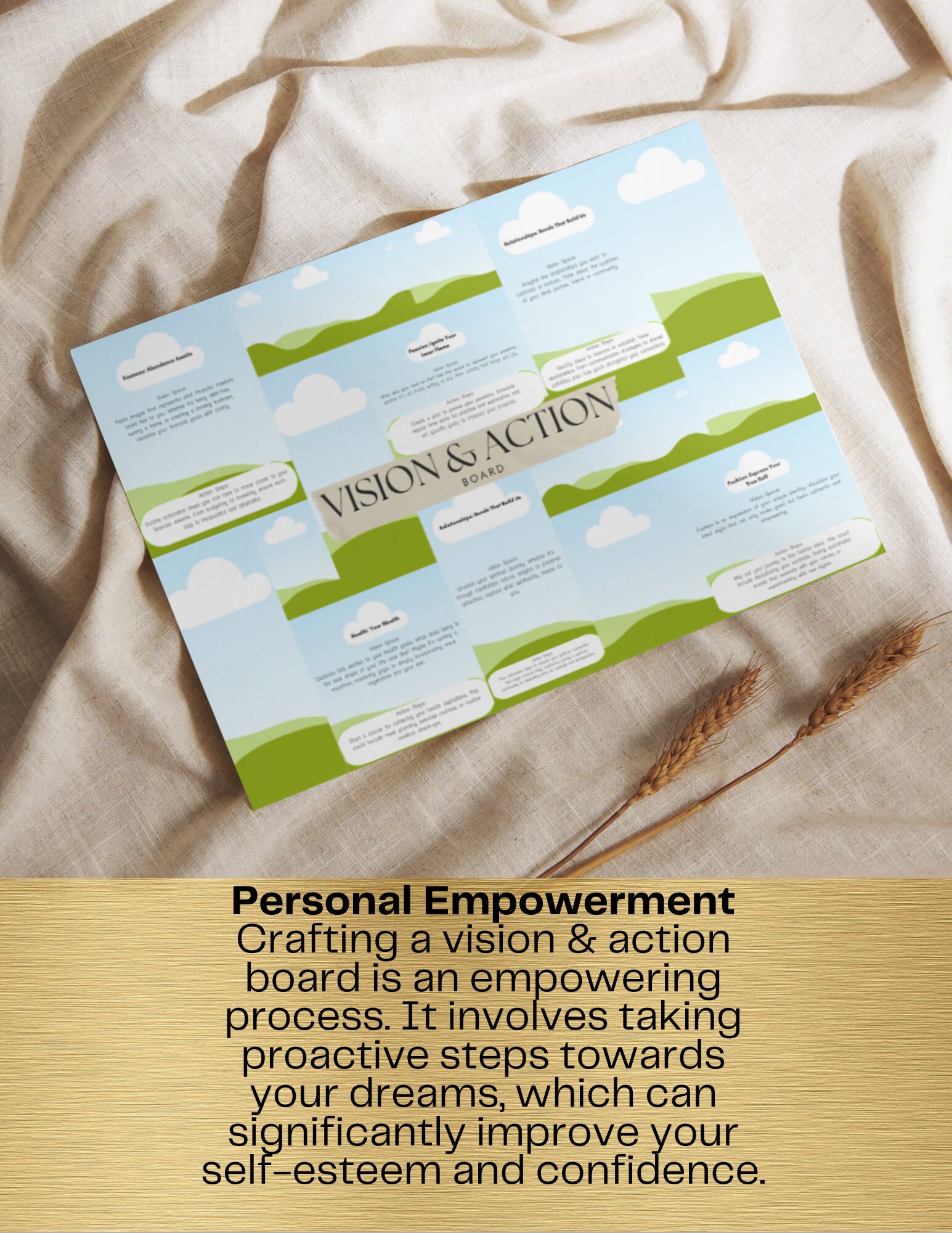 Vision Board With Action Steps Template, Instant Download, Printable or ...