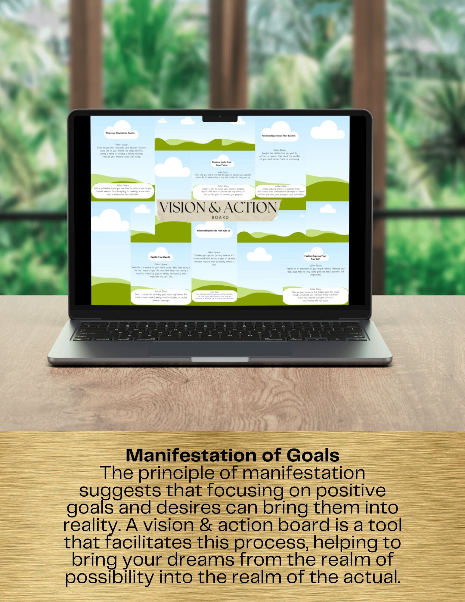 Vision Board With Action Steps Template, Instant Download, Printable or ...