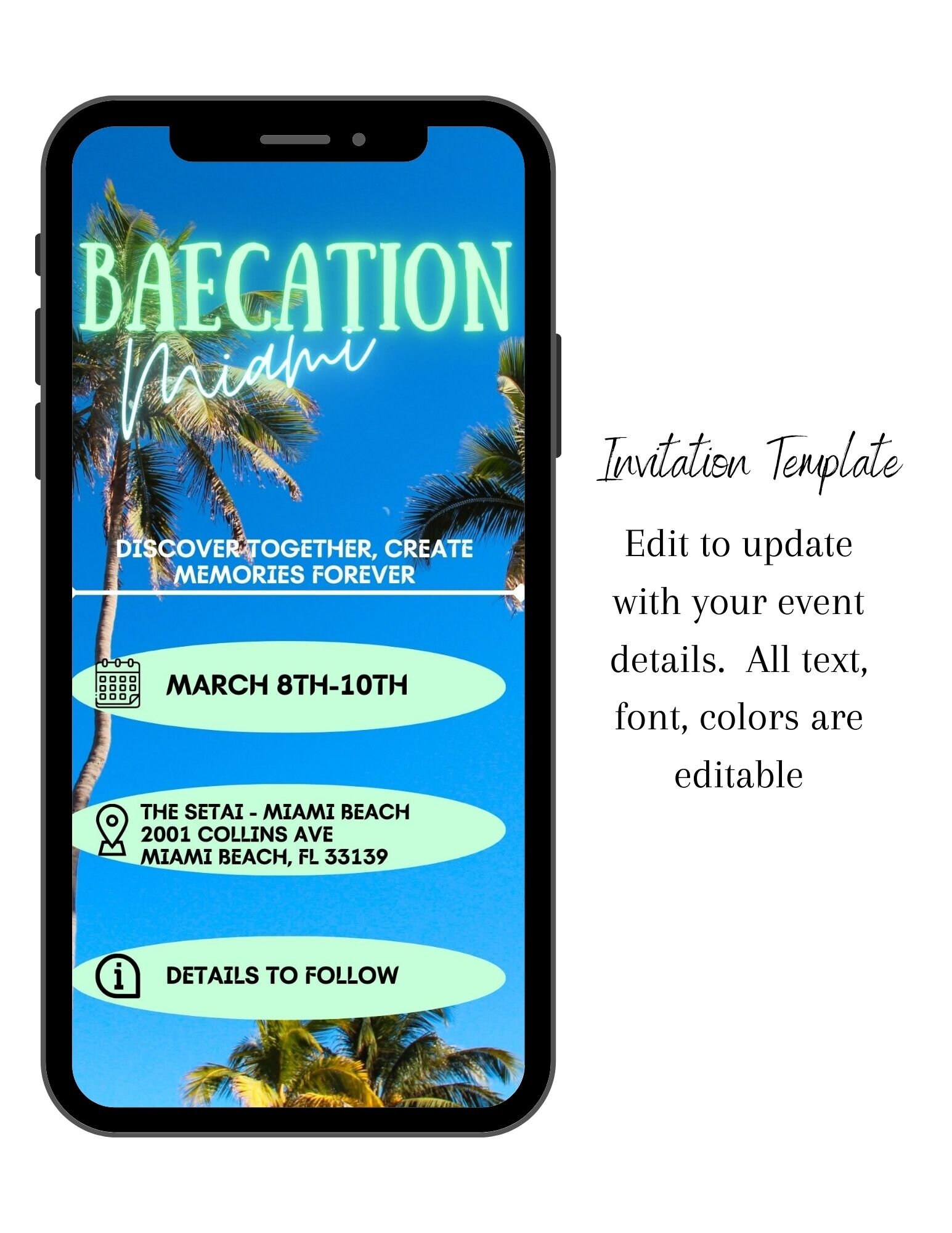 Baecation Invitation Template: Miami Beach Couples Trip (digital) - Etsy
