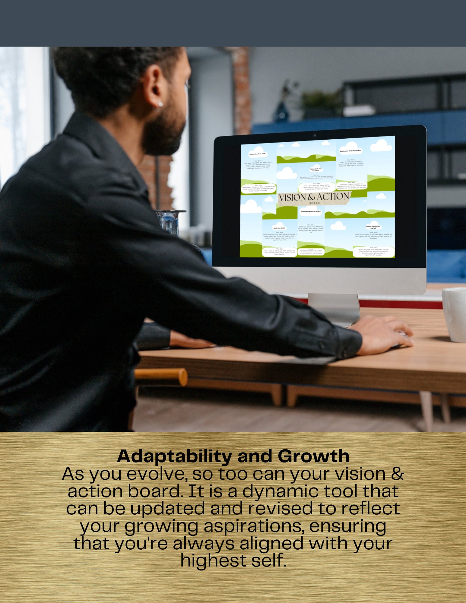 Vision Board With Action Steps Template, Instant Download, Printable or ...