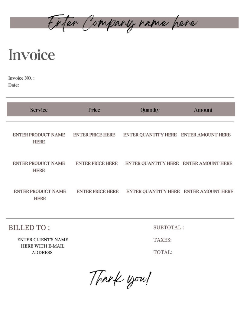 Esthetic Invoice Template Bundle Editable in Canva - Etsy