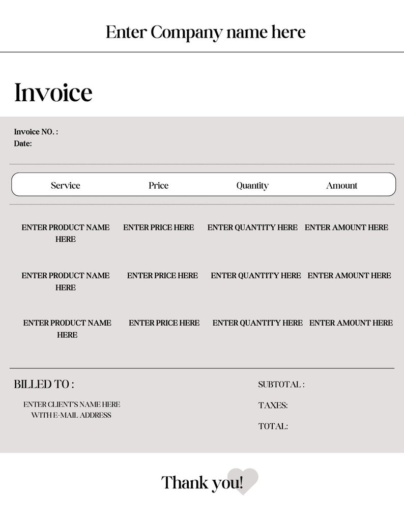 Esthetic Invoice Template Bundle Editable in Canva - Etsy