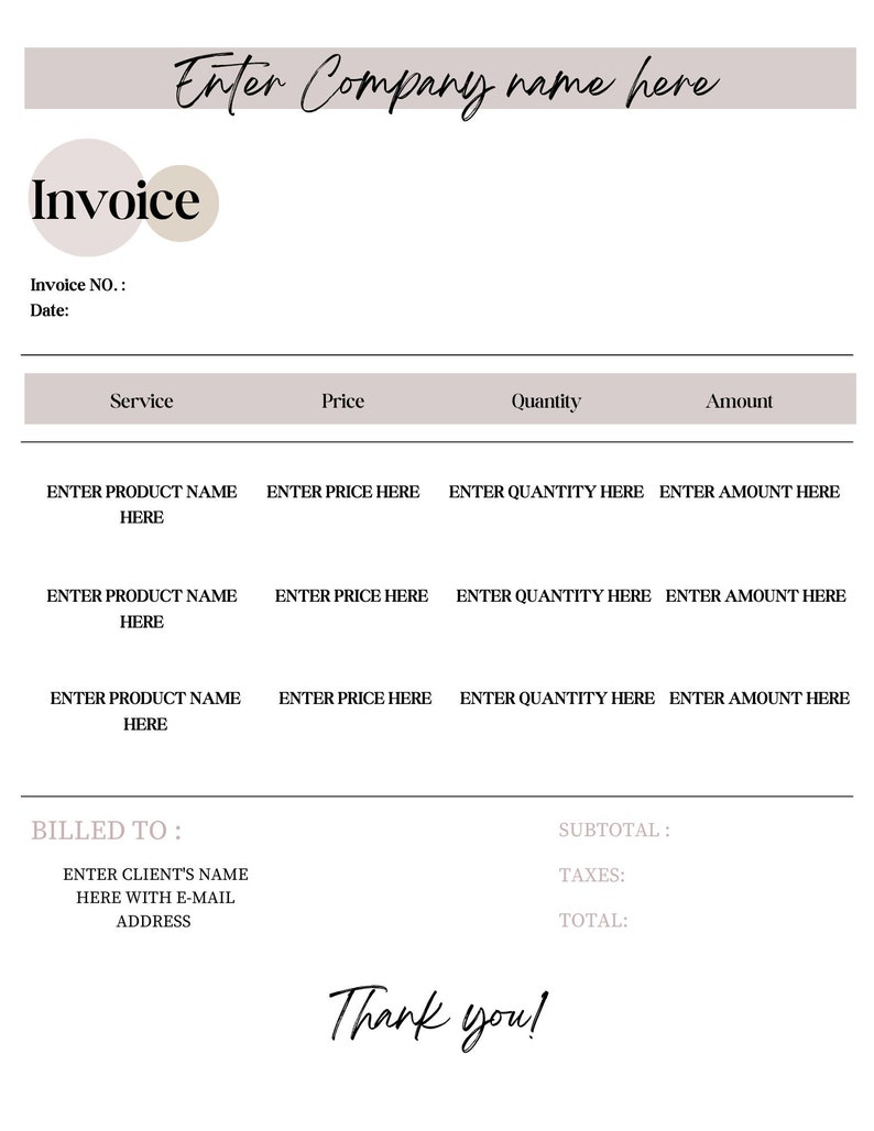 Esthetic Invoice Template Bundle Editable in Canva - Etsy