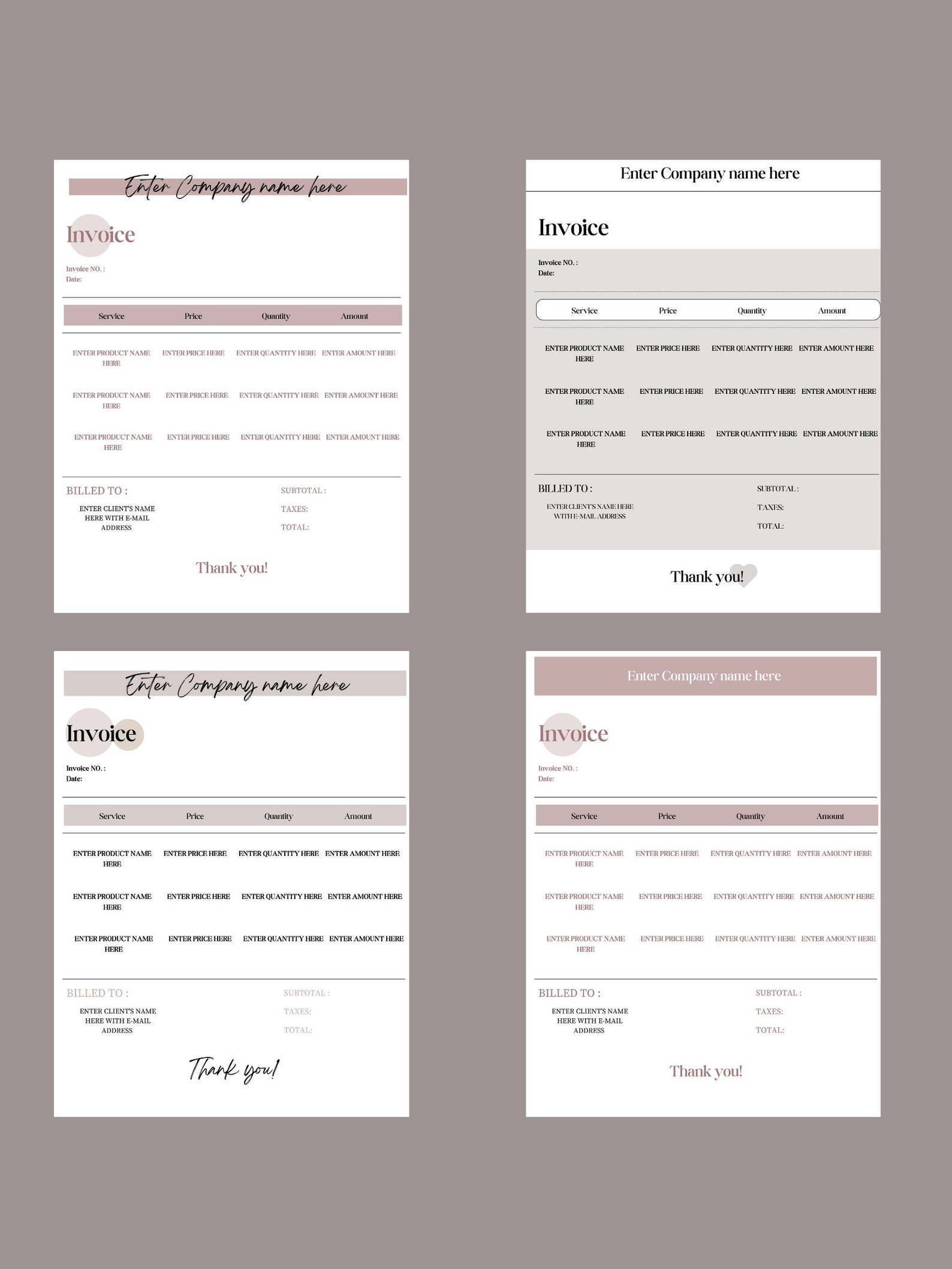 Esthetic Invoice Template Bundle Editable in Canva - Etsy