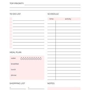 Minimalist Daily Printable Planner, Instant Download, Productivity ...
