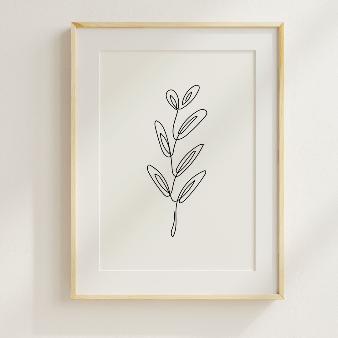 Botanical Line Art One Line Art Wall Print Minimalist Print Wall Décor ...