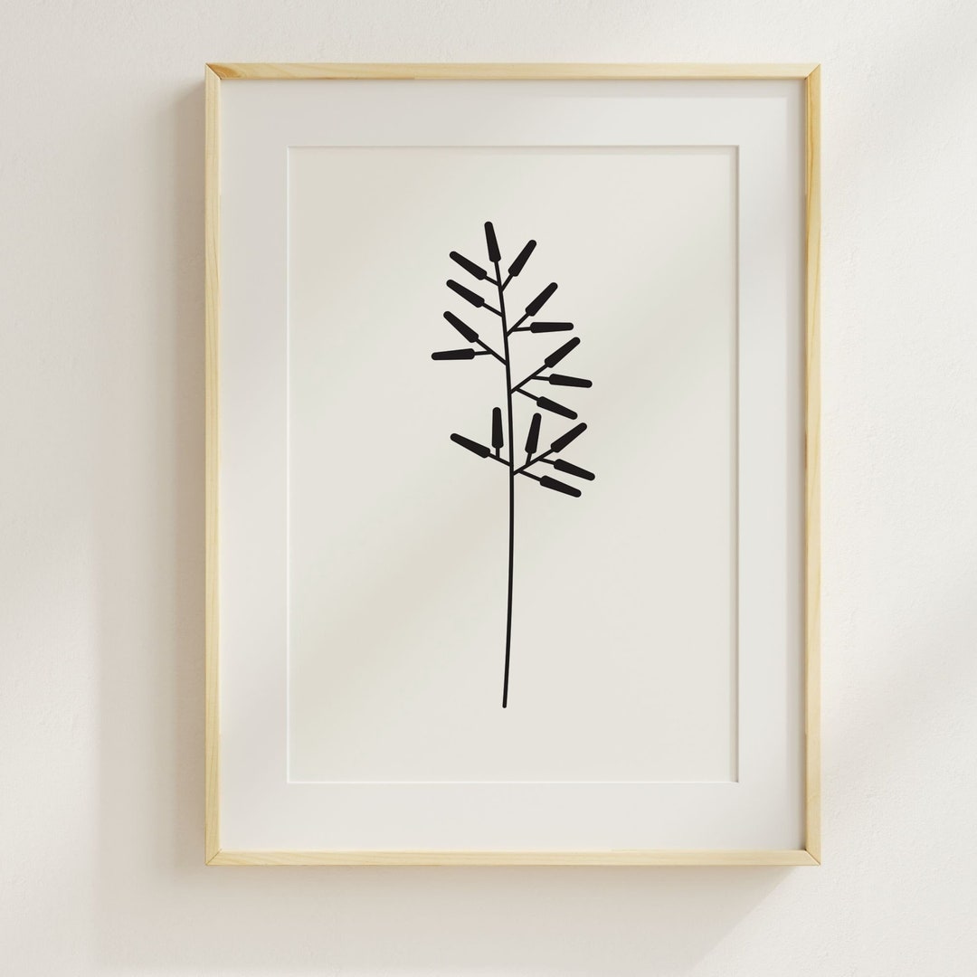 Botanical Line Art One Line Art Wall Print Minimalist Print - Etsy