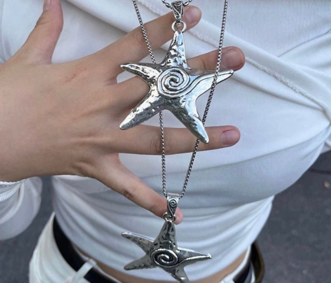 Cyber Y2k Star Necklace Starcore Star Jewelry Acubi - Etsy
