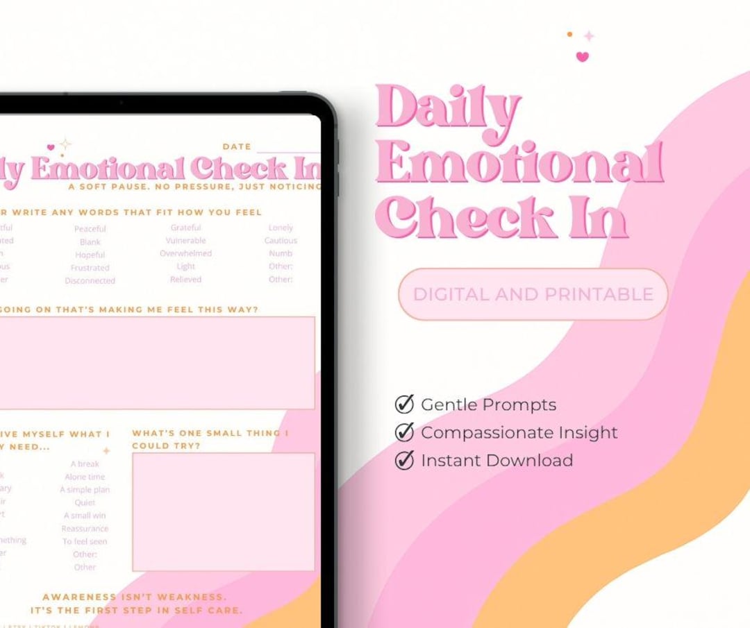 Daily Emotional Check-in – Printable Mental Health Worksheet for Moms ...