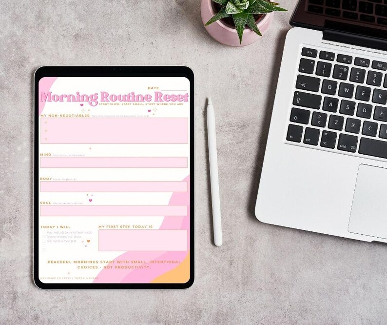 Morning Routine Planner – Printable Daily Reset Worksheet for Mindful ...