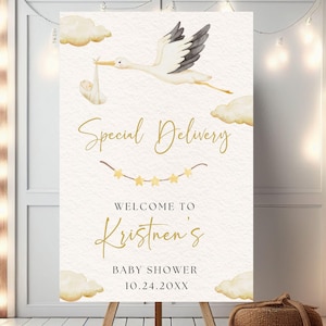 Baby Shower Stork Welcome Sign Stork Theme Custom Baby Shower Welcome ...