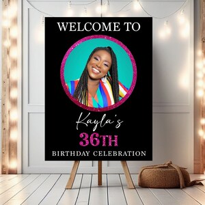 Custom Birthday Photo Welcome Sign Birthday Celebration Sign Birthday ...