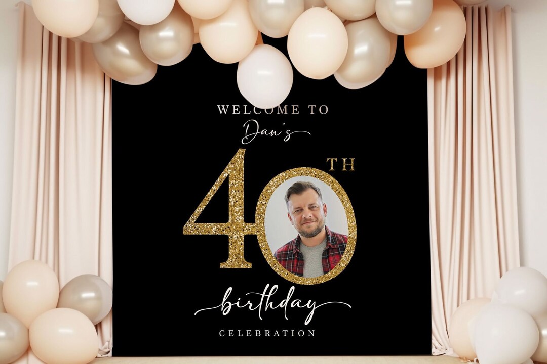 Custom 40th Birthday Backdrop Welcome Party Tapestry 40th Birthday ...