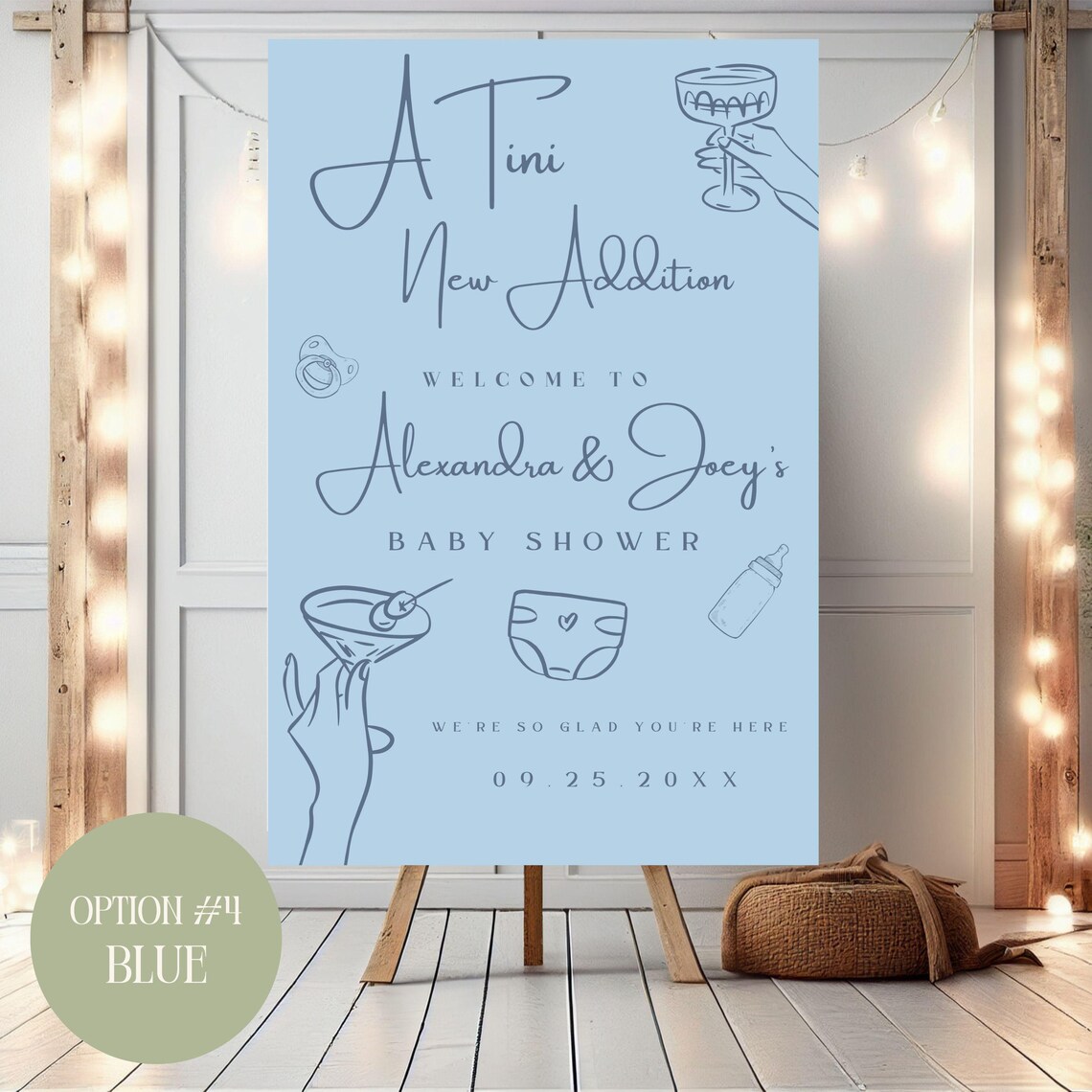 A Tini New Addition Baby Shower Welcome Sign Cocktail Baby Shower Sign ...