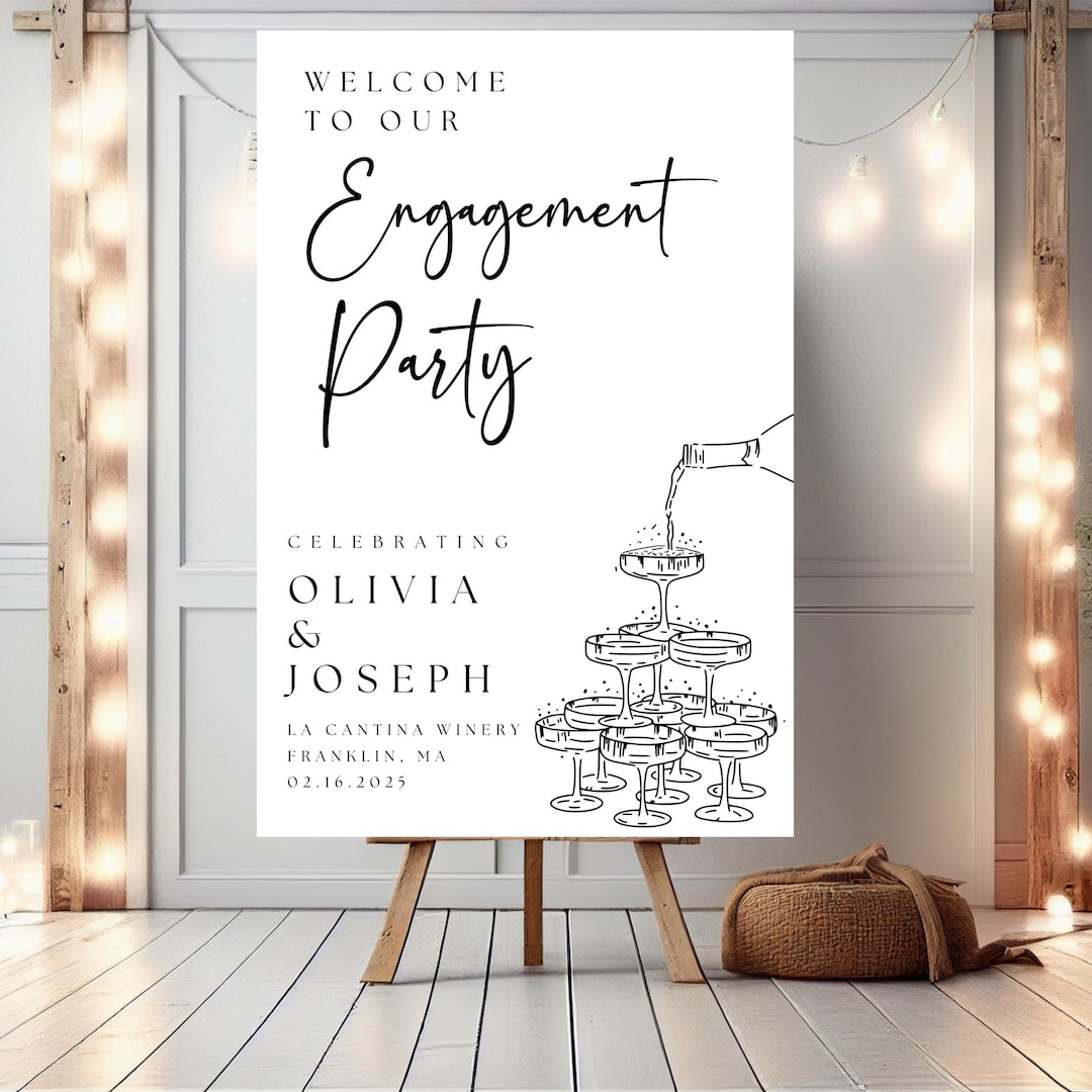 Engagement Party Welcome Sign Custom Engagement Entrance Party Sign ...